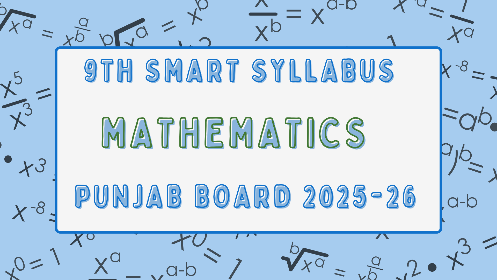 9th Class Mathematics Smart Syllabus 2025–26 Punjab Board (PDF Download)